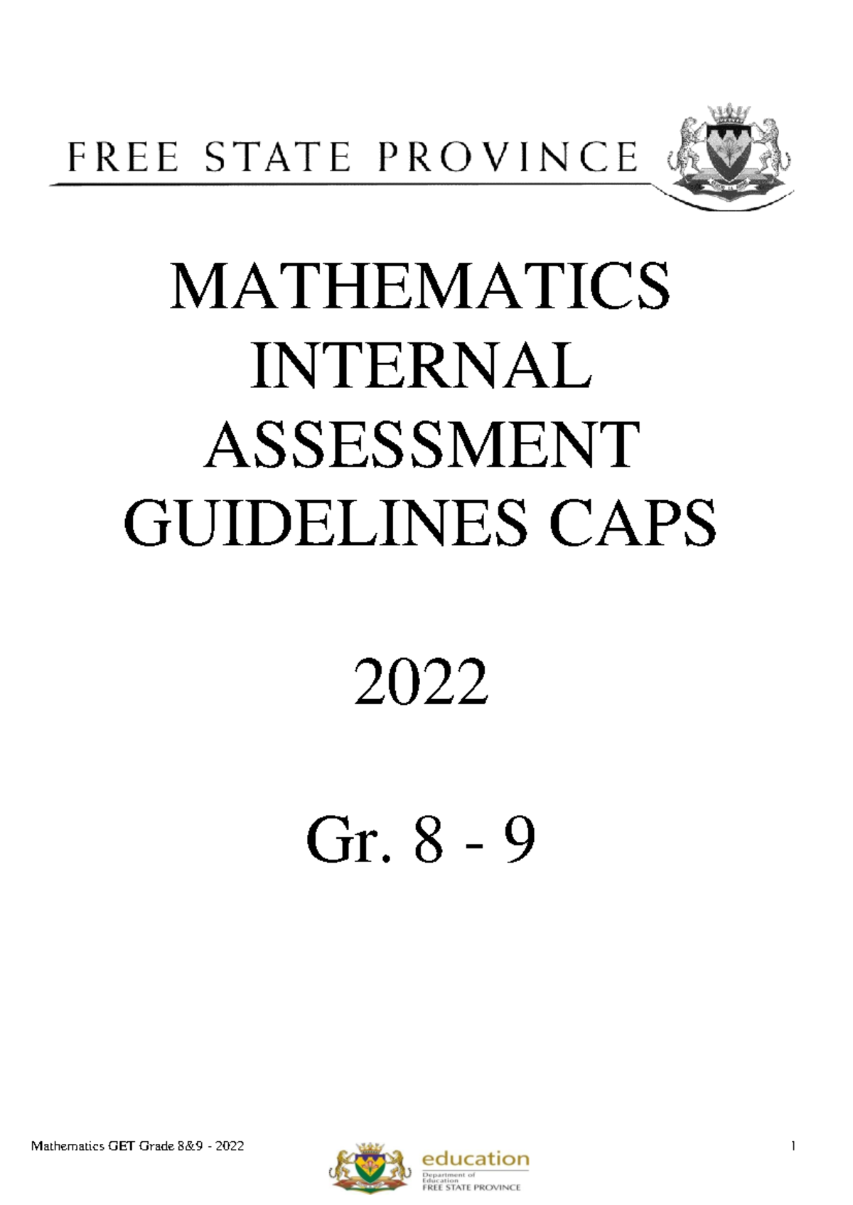 Mathematics Internal Assessment Guideline GR 8 & 9 2021 - MATHEMATICS ...
