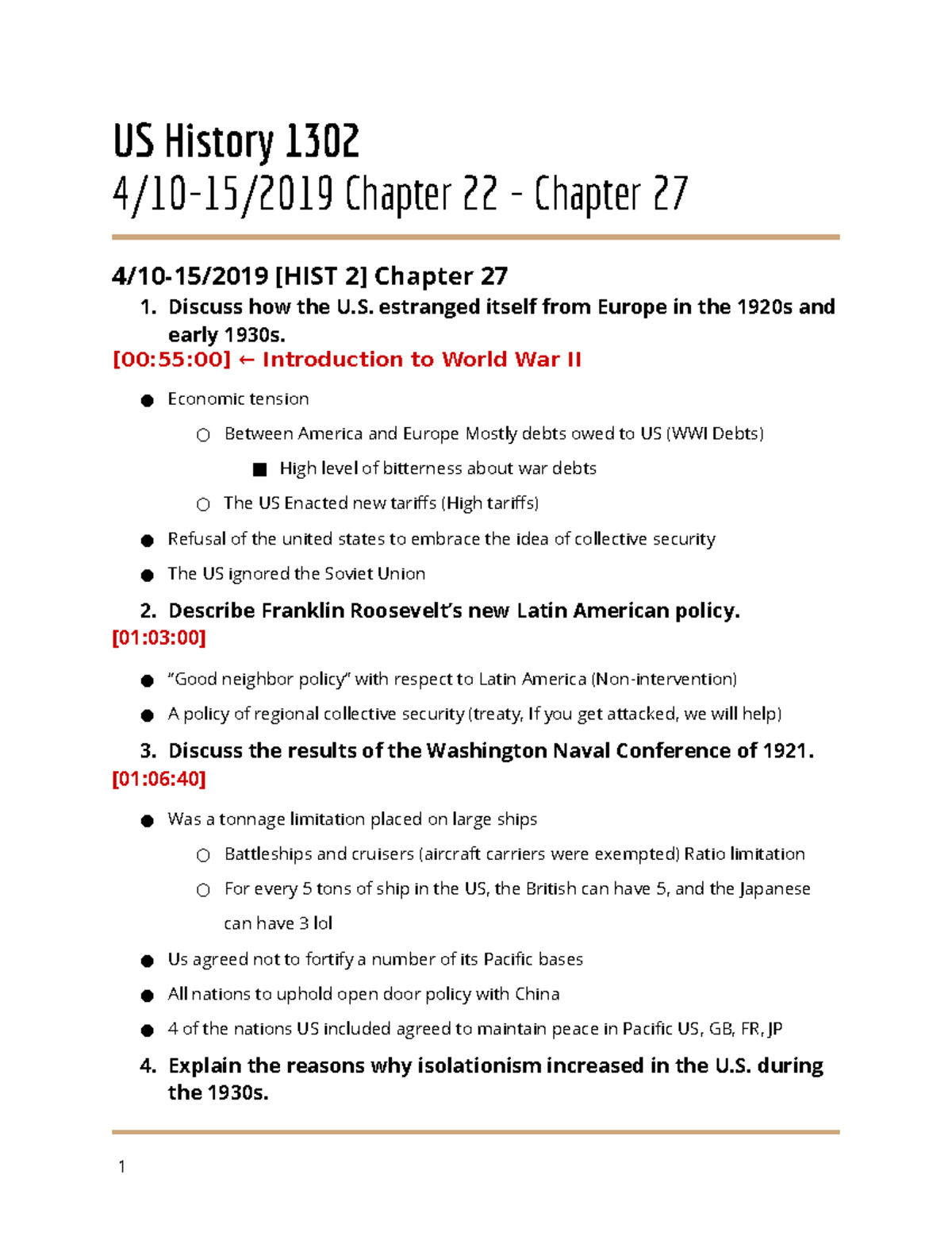 Chapter 27 Professor Roberts - US History 1302 Chapter 22 Chapter 27 ...