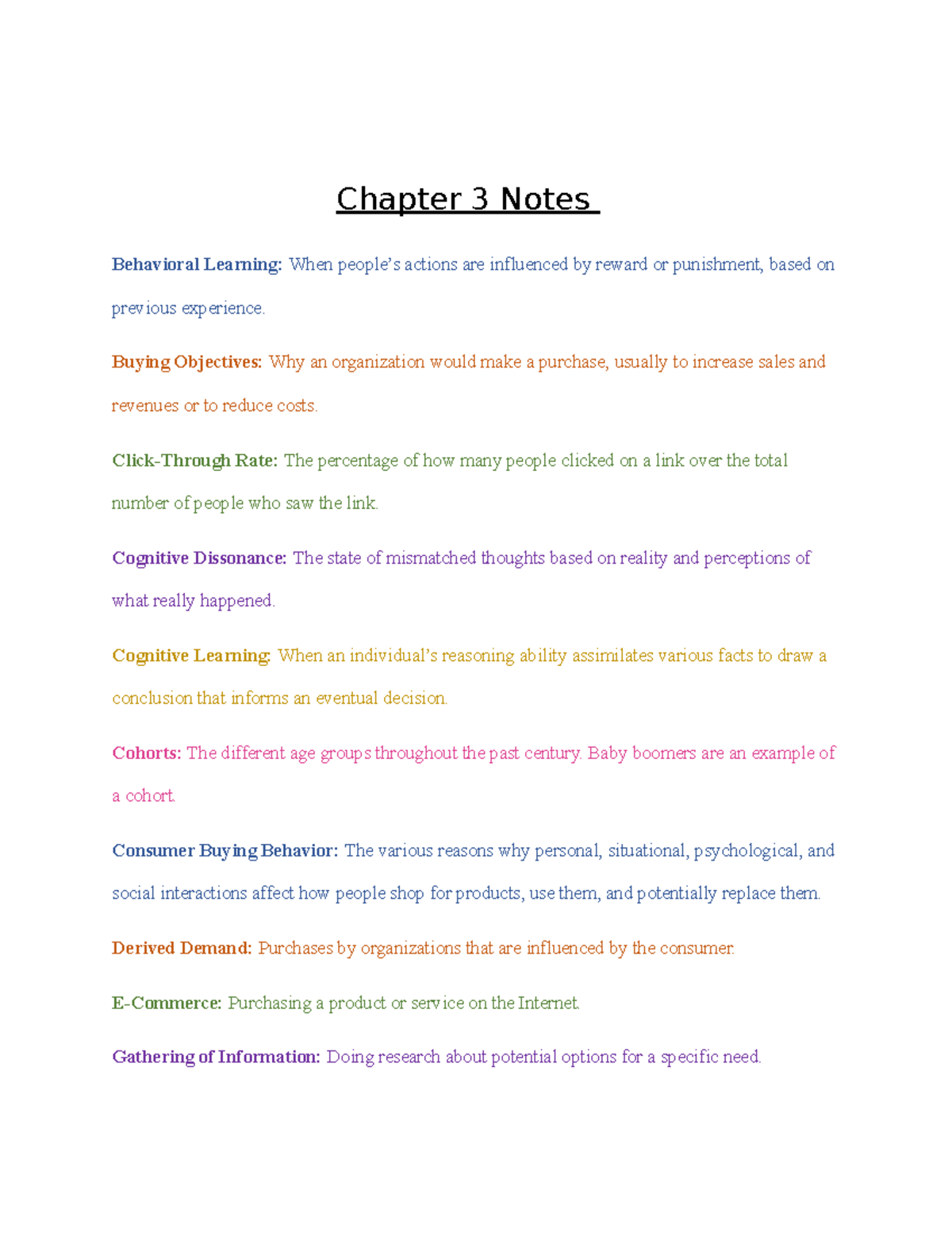 Chapter 3 Notes - Chapter 3 Notes Behavioral Learning: When people’s ...