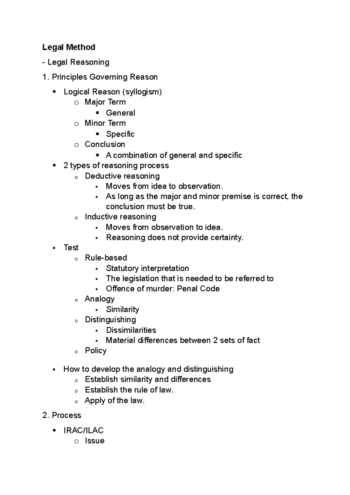 Notes (LM) - Only for reference - Legal Method Legal Reasoning ...