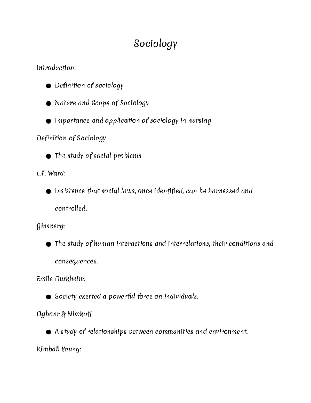 Sociology Notes - Sociology Introduction: Definition of sociology ...