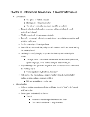 Intro to Performance Studies Chapter 1 Reading Notes - Chapter 1 ...