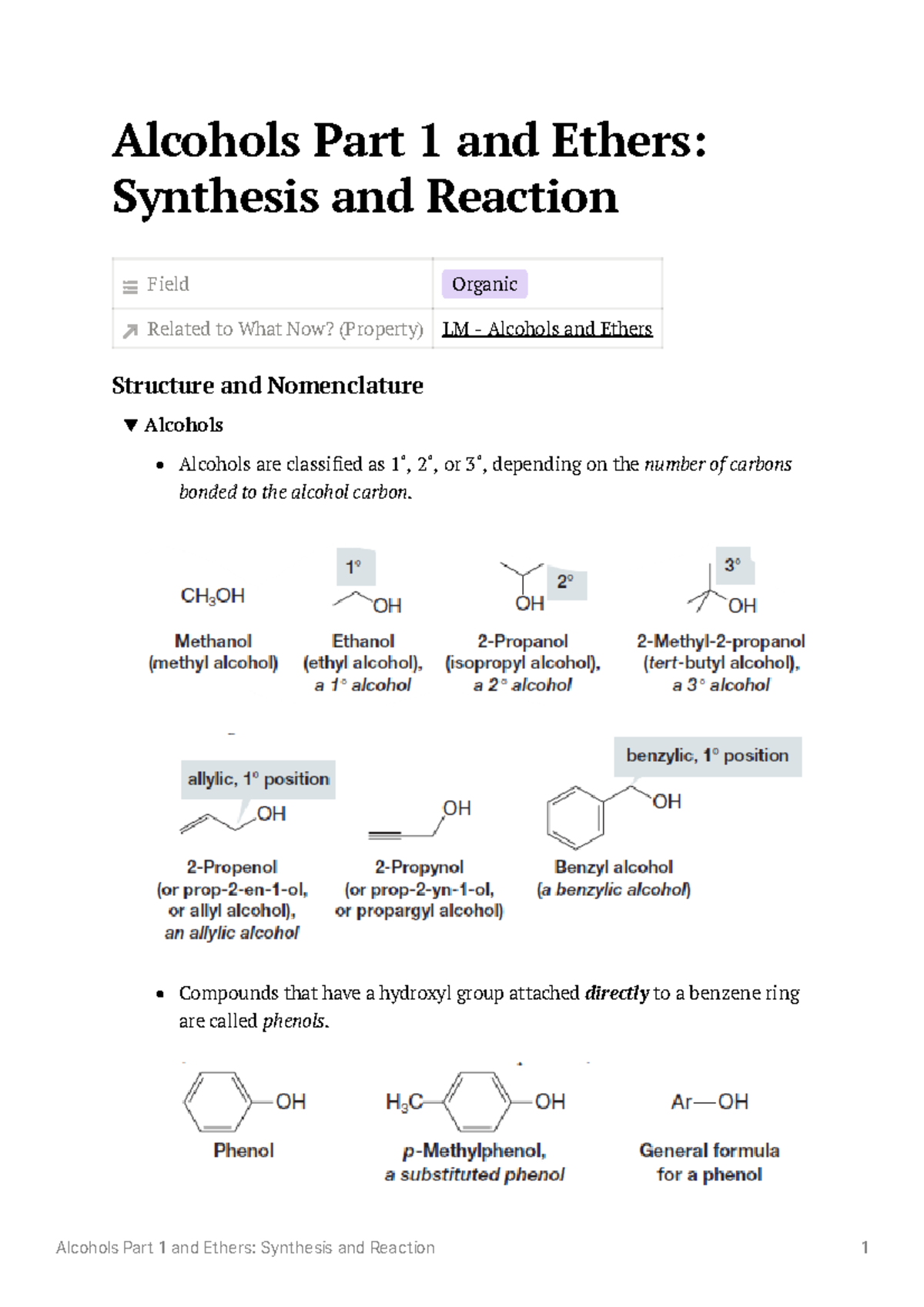 Alcohols Part 1 and Ethers Synthesis and Reaction - Alcohols Part Ԇ and ...