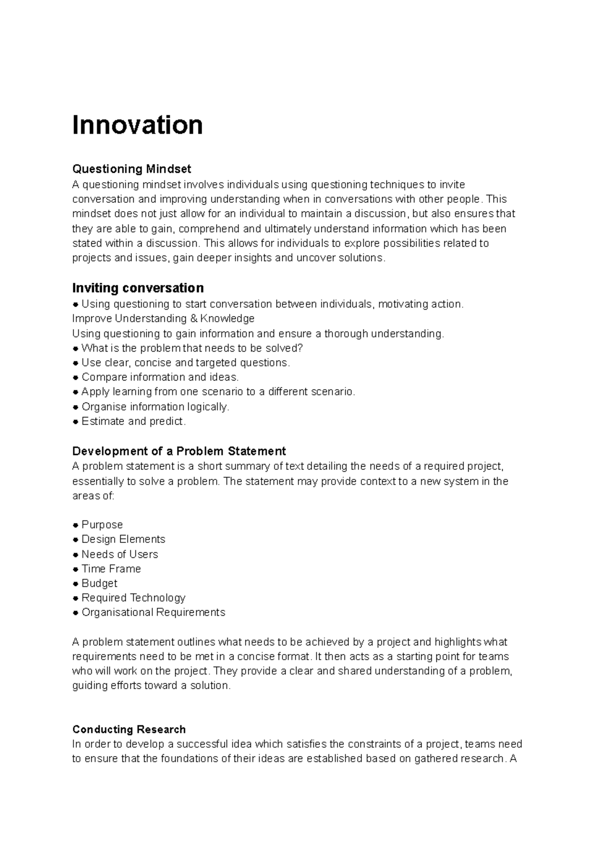 IDT Notes hsc final - ddhdhdhdhdhdhhdhd - Innovation Questioning ...