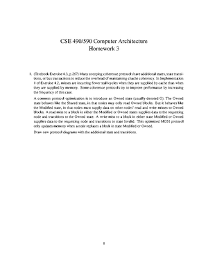 Homework assignment 1 (questions) - CSE 490/590 Computer Architecture Homework 1 Some of these ...