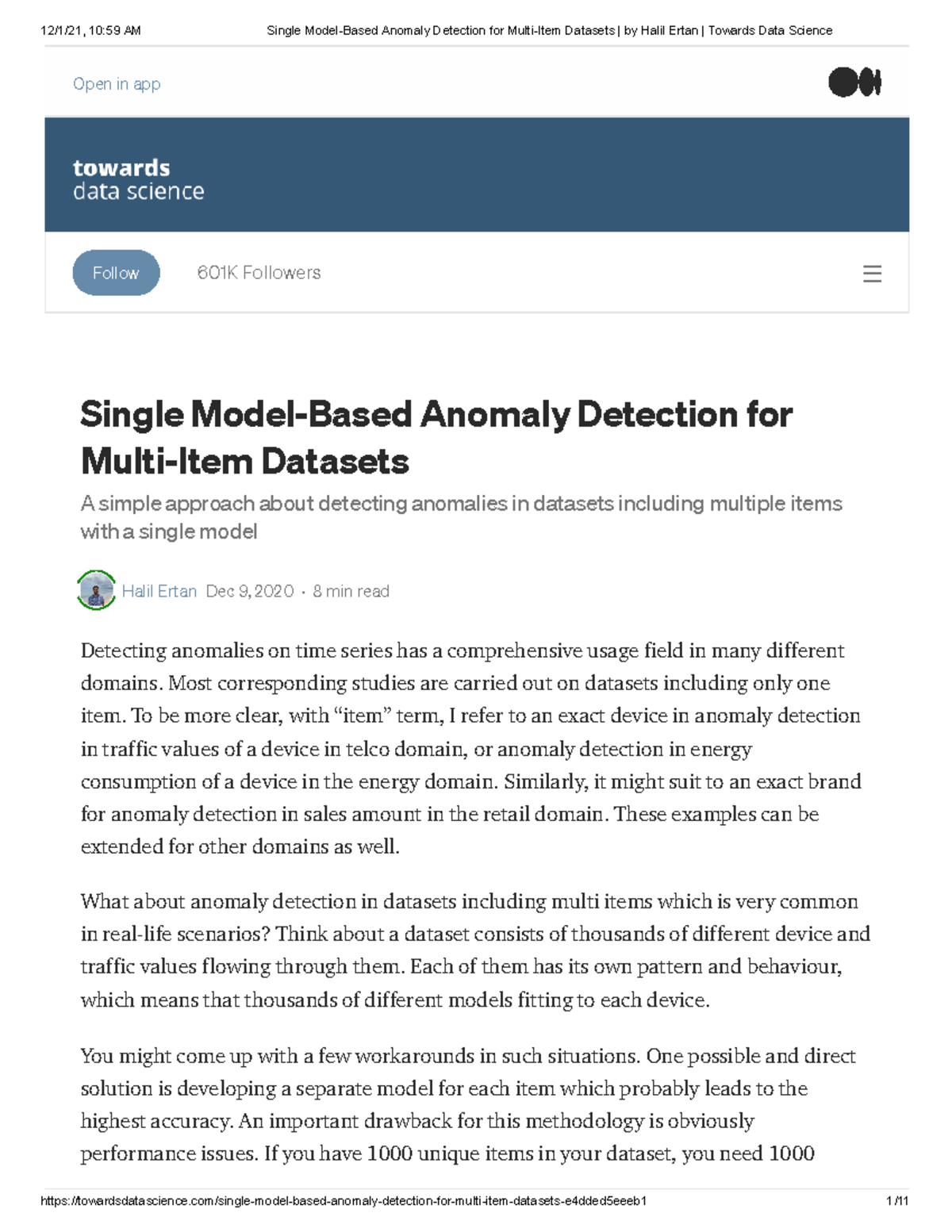 Telecom Roamin Single Model-Based Anomaly Detection for Multi-Item ...