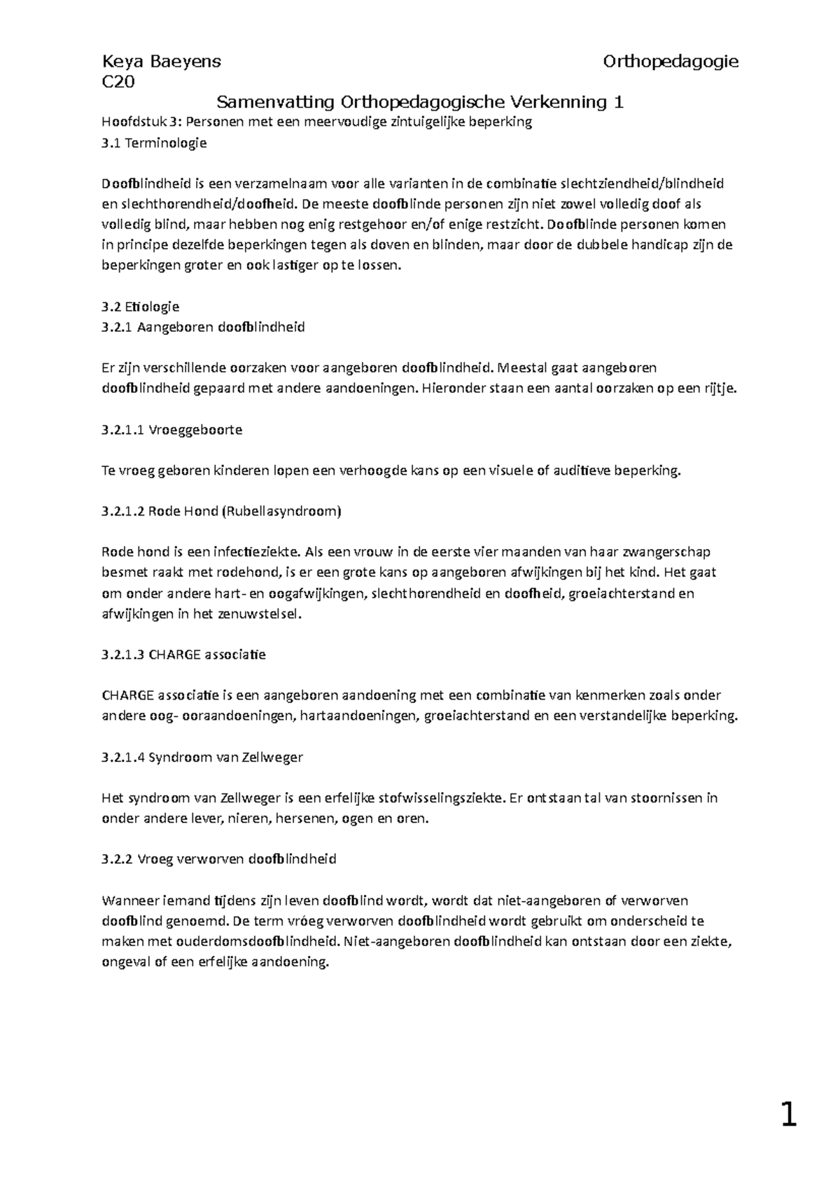 Samenvatting Deel 3 Personen Met Een Meervoudige Zintuigelijke Beperking - Keya Baeyens - Studocu