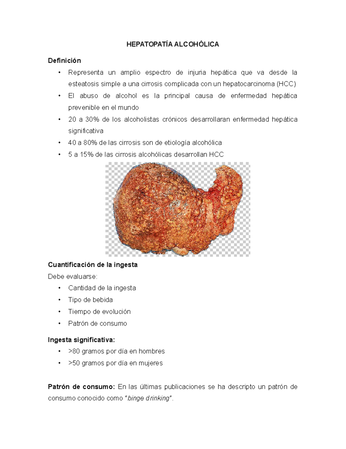 Hepatopatía Alcohólica - HEPATOPATÍA ALCOHÓLICA Definición - Representa ...