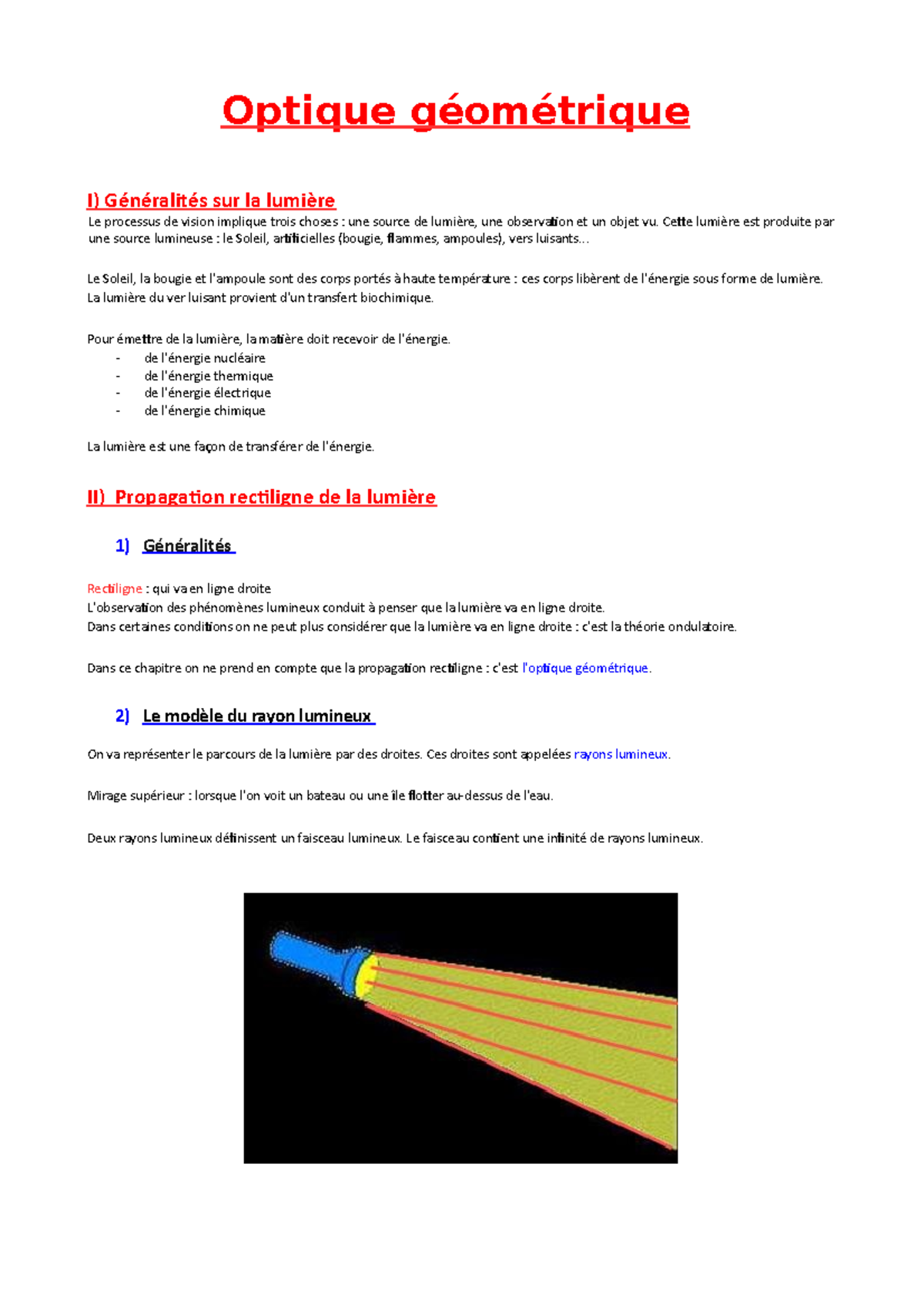 Optique géométrique - Optique I) sur la Le processus de vision implique ...