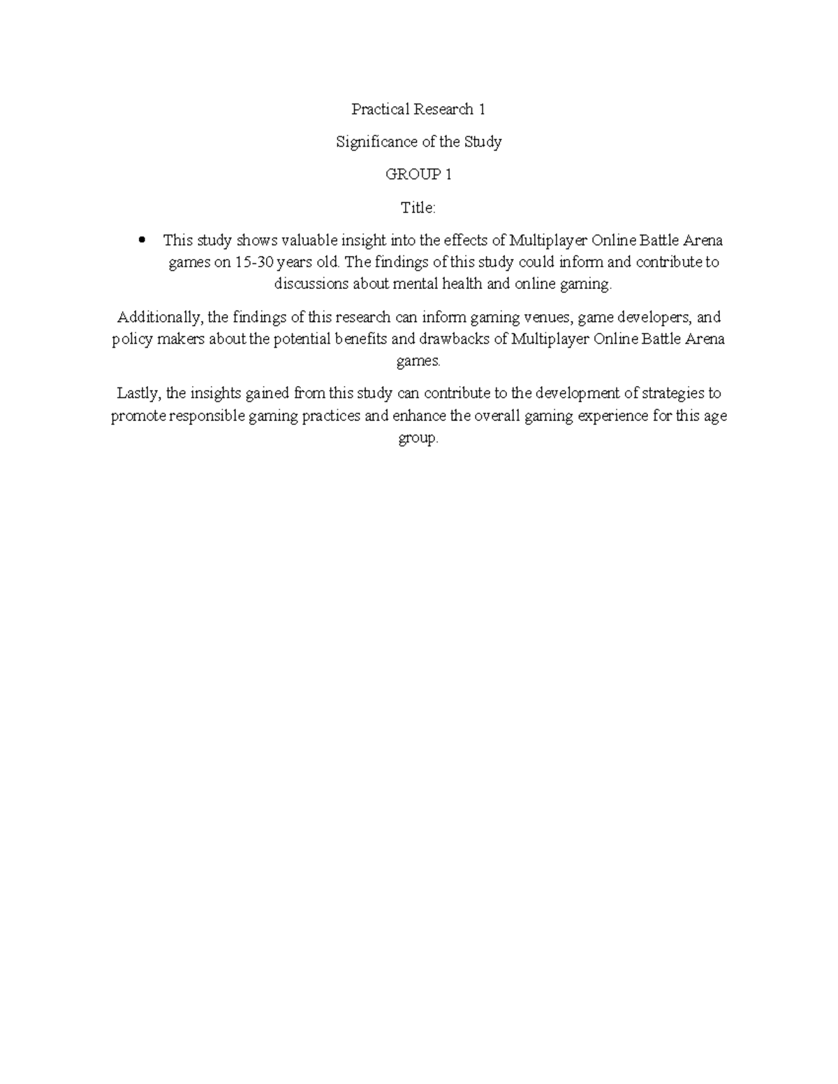 3Signifance of Study - Practical Research - Practical Research 1 ...