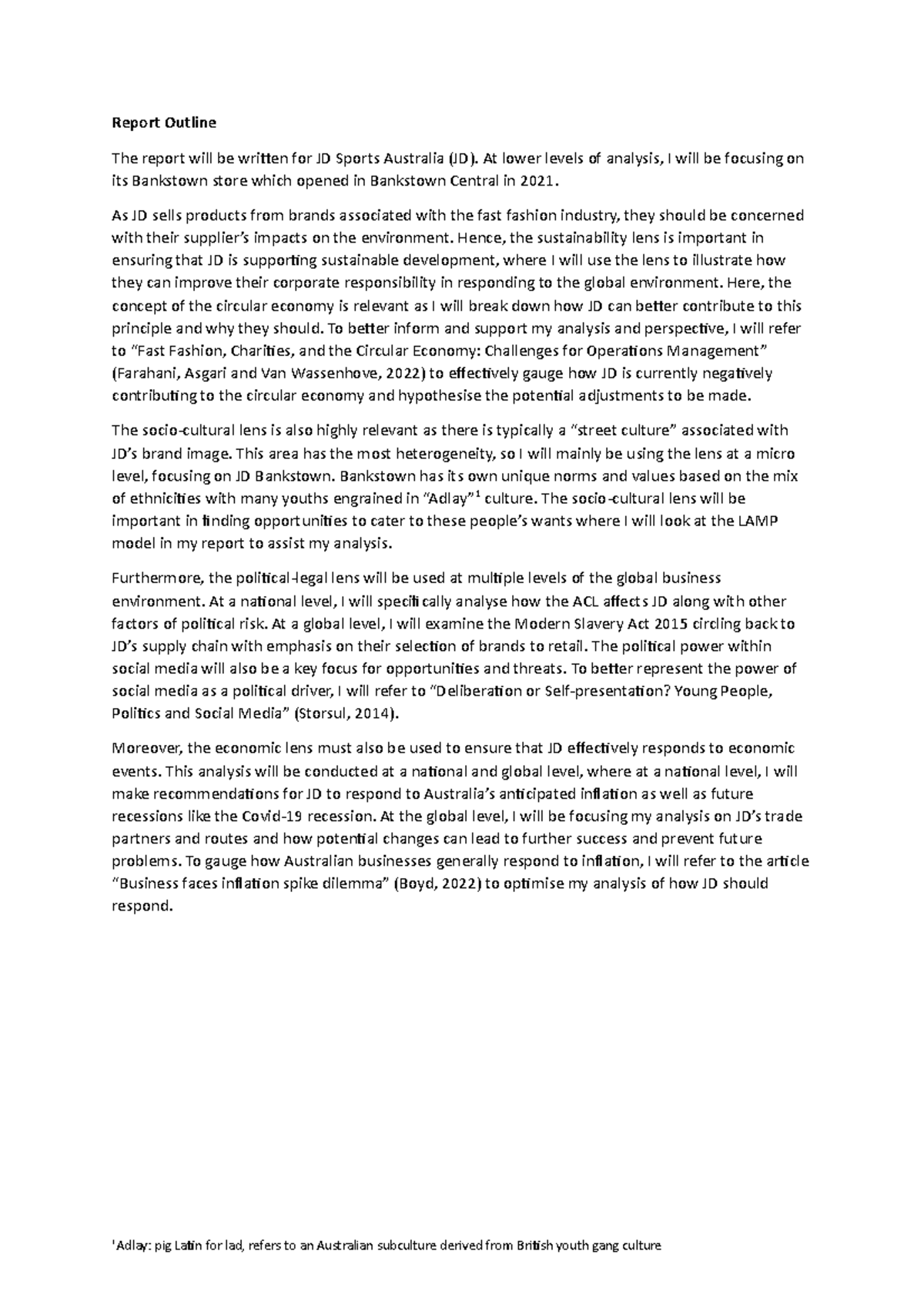 Assessment 2a sample 1 - Report Outline The report will be written for ...