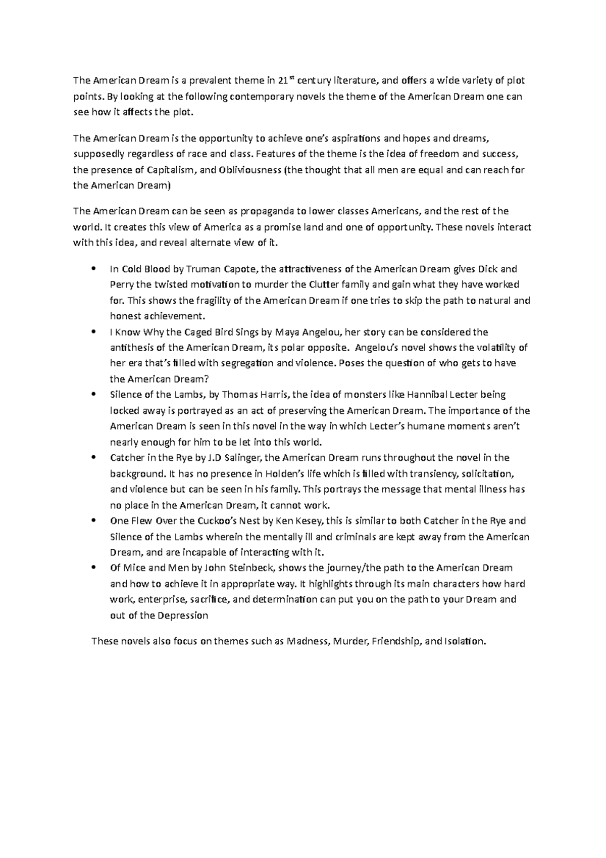 The American Dream as a Theme in 21st Century Lit - The American Dream ...