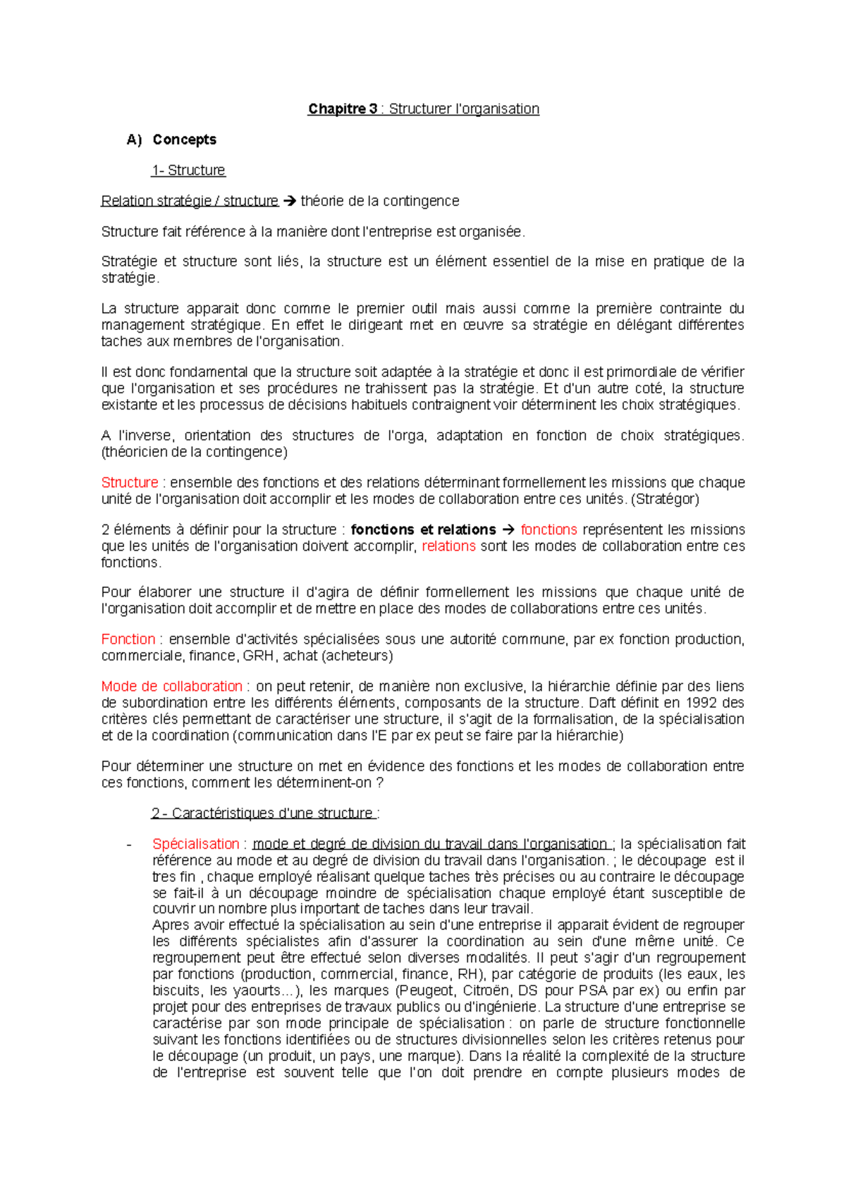 5- structurer l'organisation - Chapitre 3 : Structurer l’organisation A ...