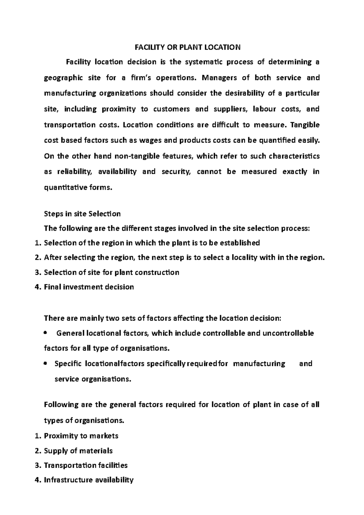 Unit 2 Plant Location I Am Adding This Part From 2nd Unit Of The Syallbus Sicne 2nd Unit Is