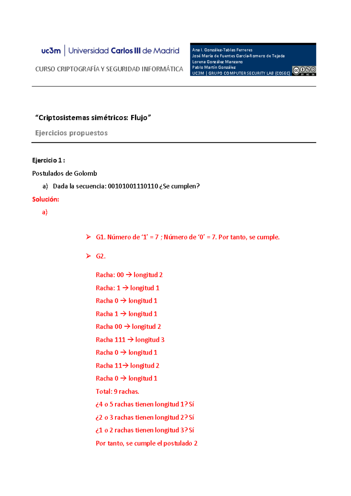 Ejercicios T3 Flujo Soluciones - CURSO CRIPTOGRAFÍA Y SEGURIDAD INFORMÁTICA “Criptosistemas ...