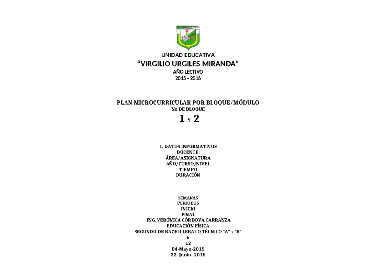 Planificacion bloques 3 bgu - UNIDAD EDUCATIVA “ALBERTO ENRIQUEZ ...