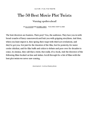 37 Best Movie Plot Twists of All Time Star Wars, Sixth Sense, Matrix ...