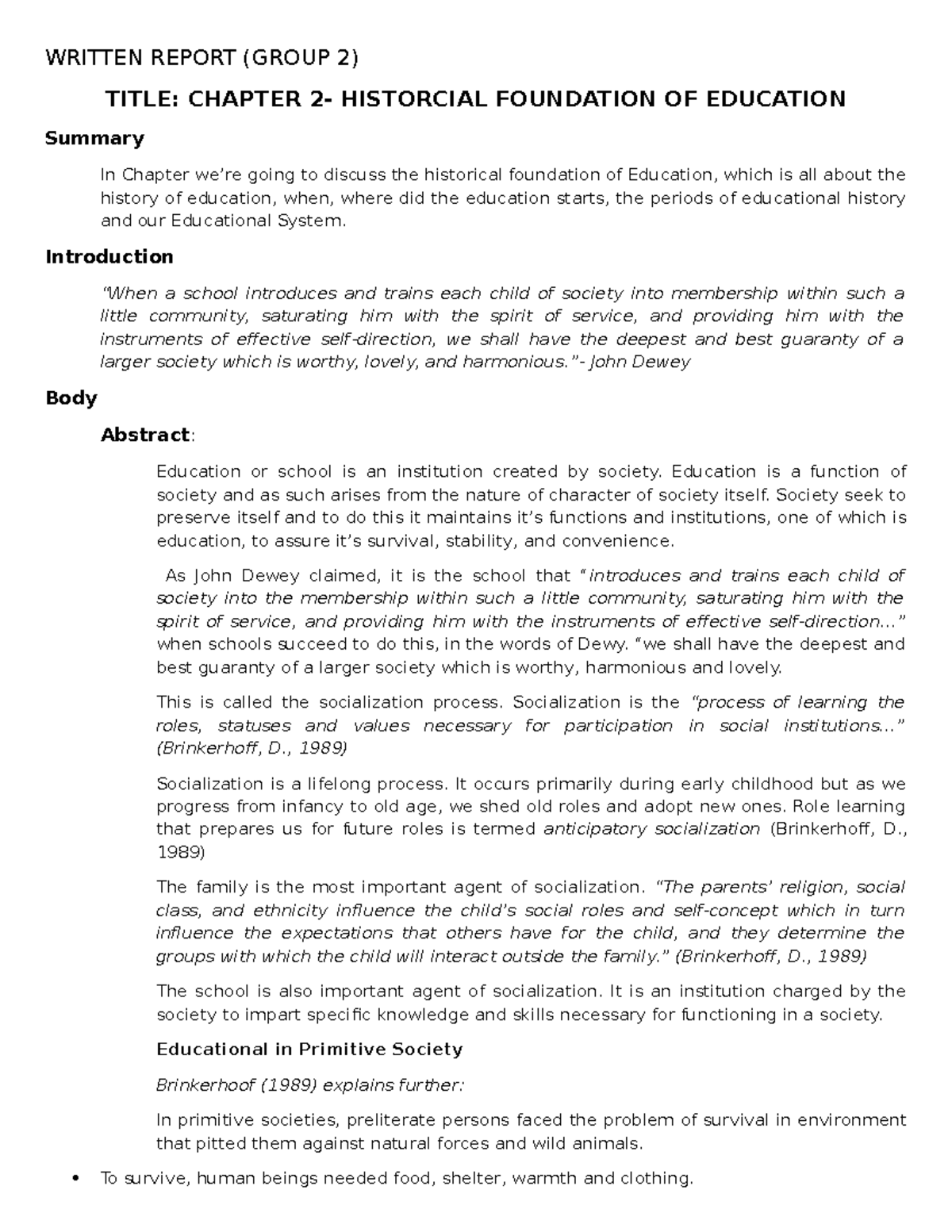 Written Report Group 2 - This course covers internal workplace ...