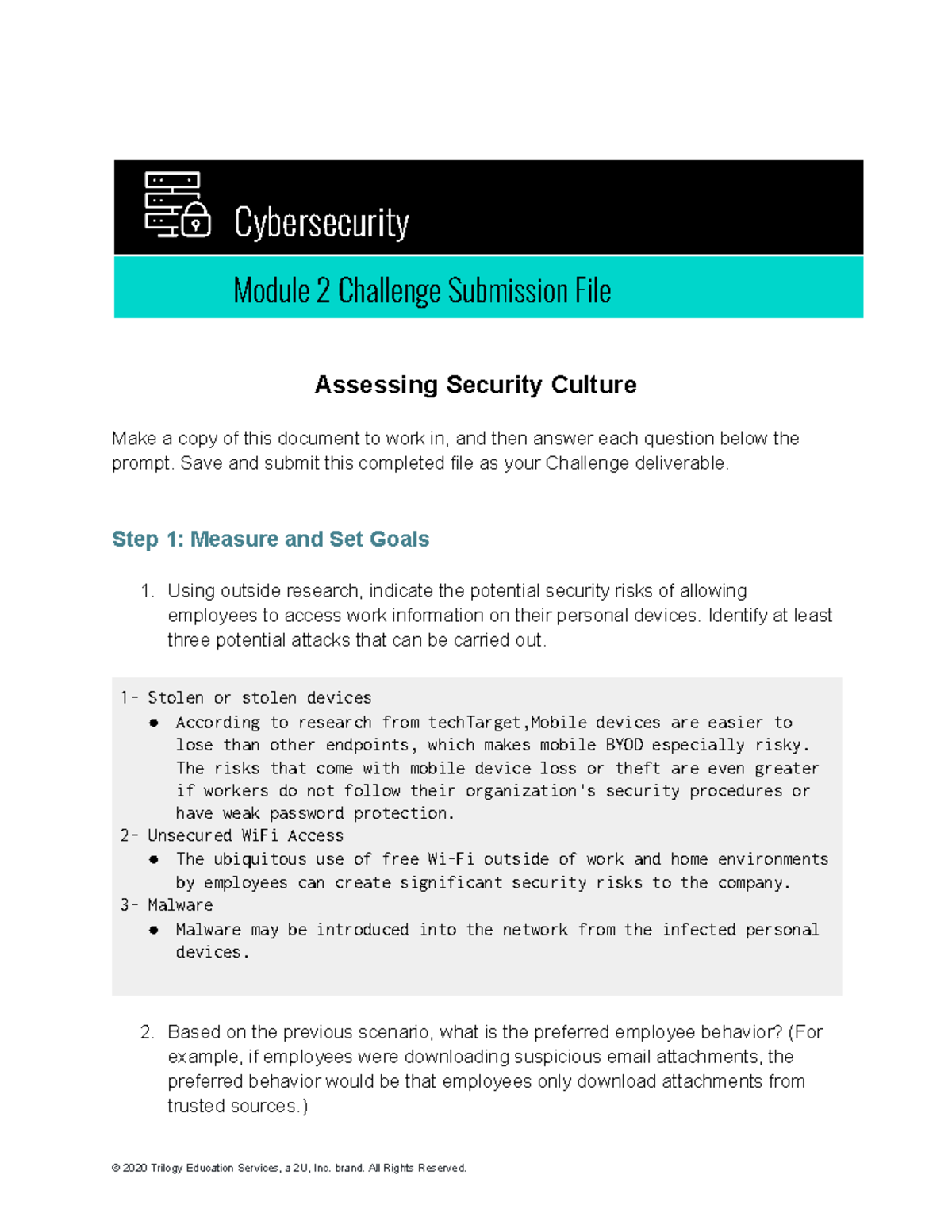 HGtl Assessing Security Culture - Cybersecurity Module 2 Challenge ...
