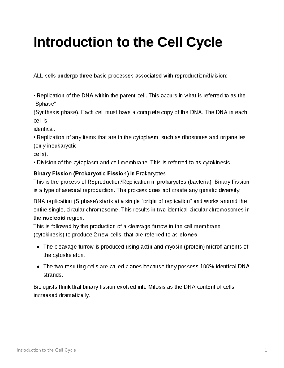Introduction to the Cell Cycle - This occurs in what is referred to as ...