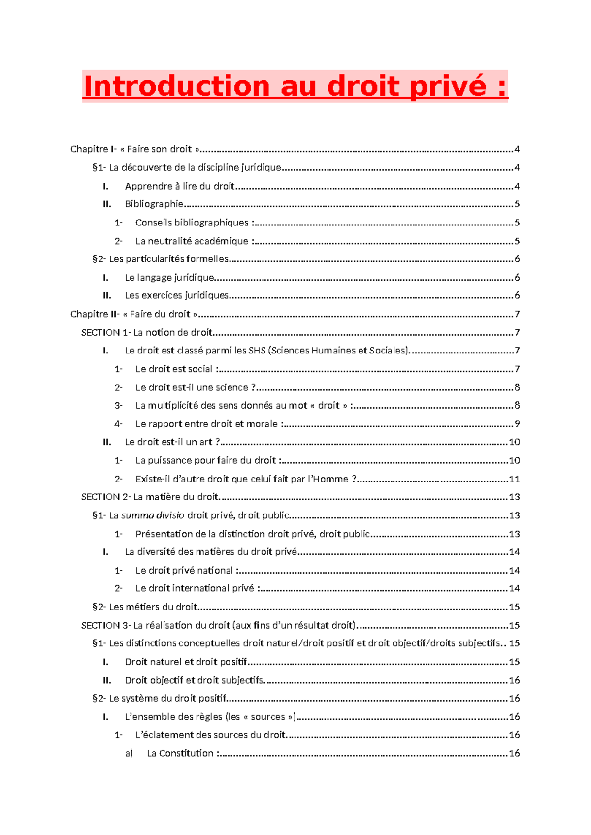 Introduction au droit privé - - Studocu