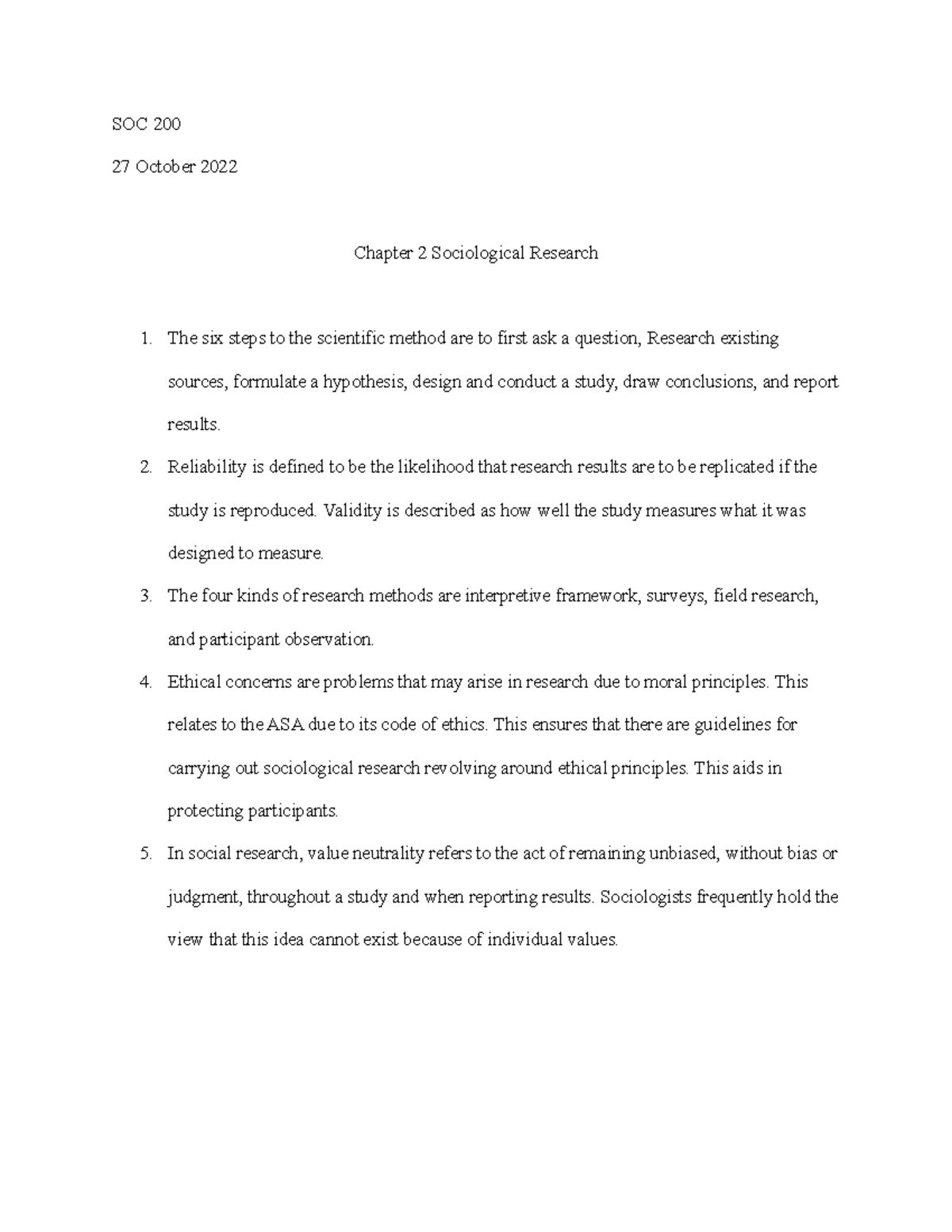 Chapter 2 SOC research - SOC 200 27 October 2022 Chapter 2 Sociological Research The six steps ...
