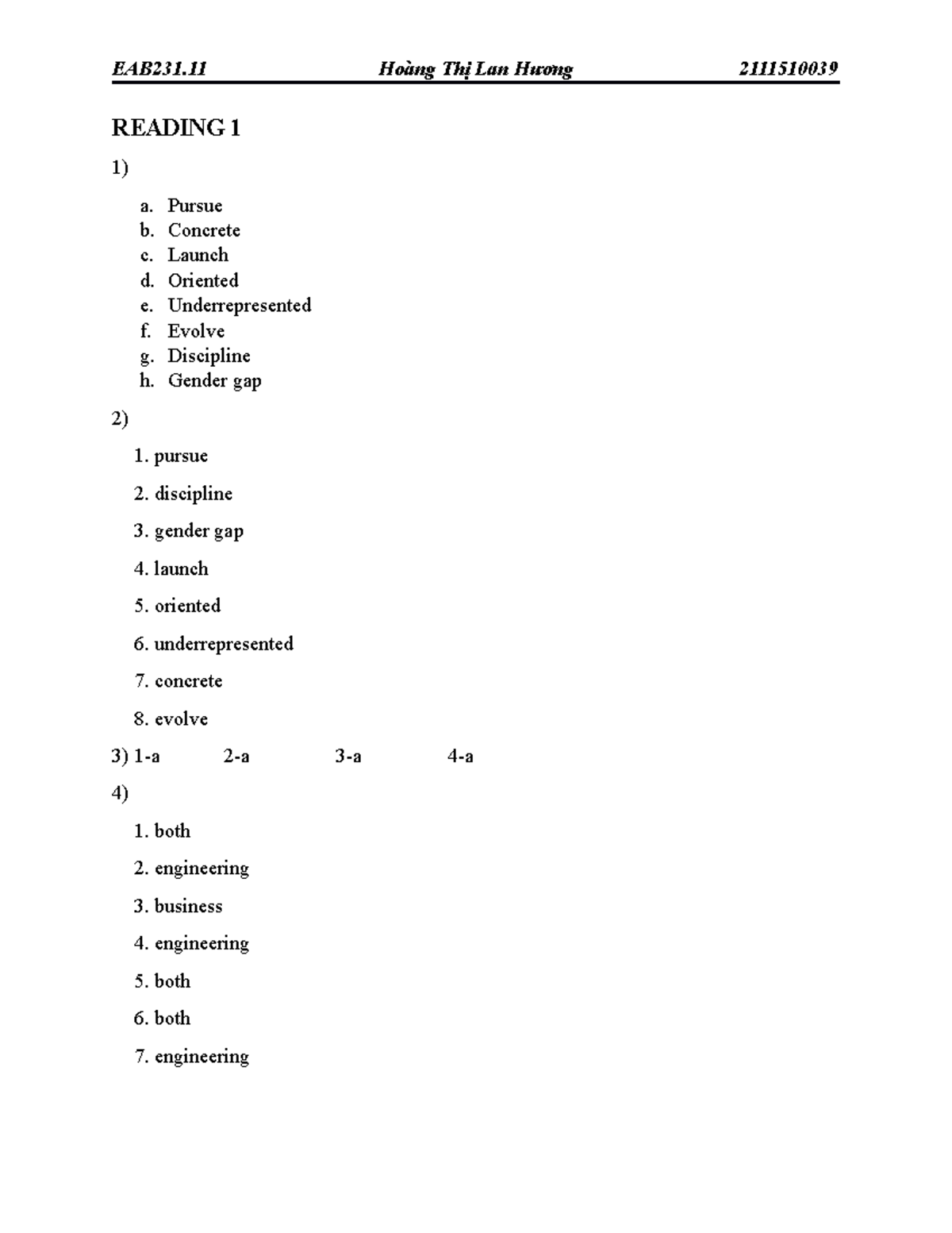 Assignment 2 (Education) - Hoàng Thị Lan Hương - EAB231 Hoàng Thị Lan ...