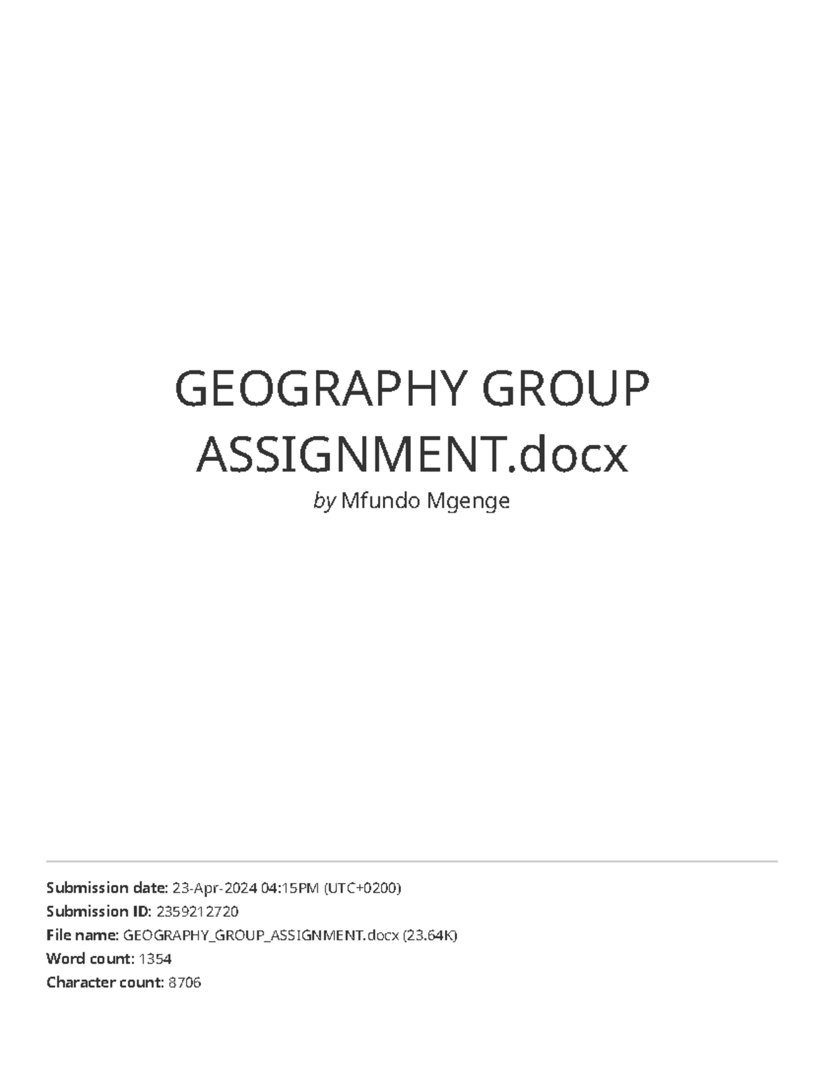 Geography Group Assignment - GEOGRAPHY GROUP ASSIGNMENT by Mfundo ...