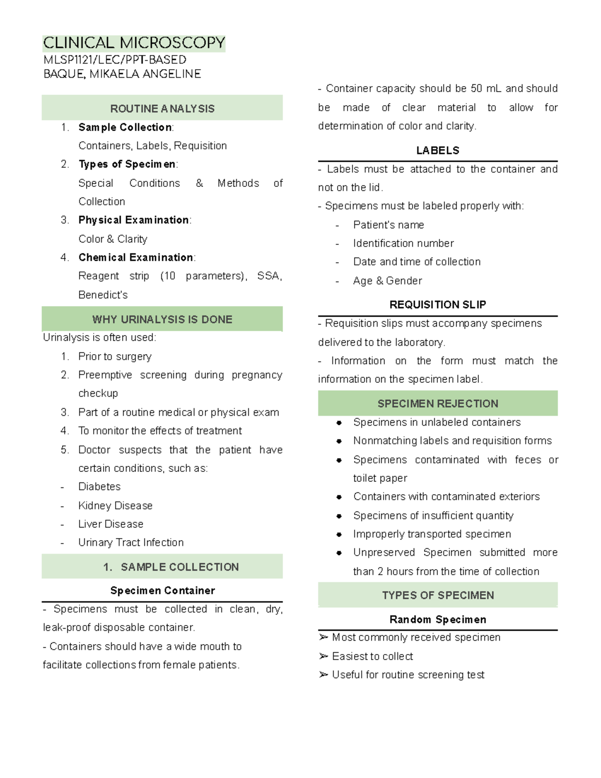 MLSP112 Clinical Microscopy - CLINICAL MICROSCOPY MLSP1121/LEC/PPT ...