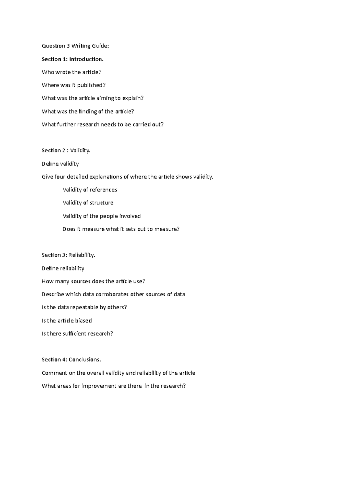 Question 3 Writing Guide - Question 3 Writing Guide: Section 1 ...