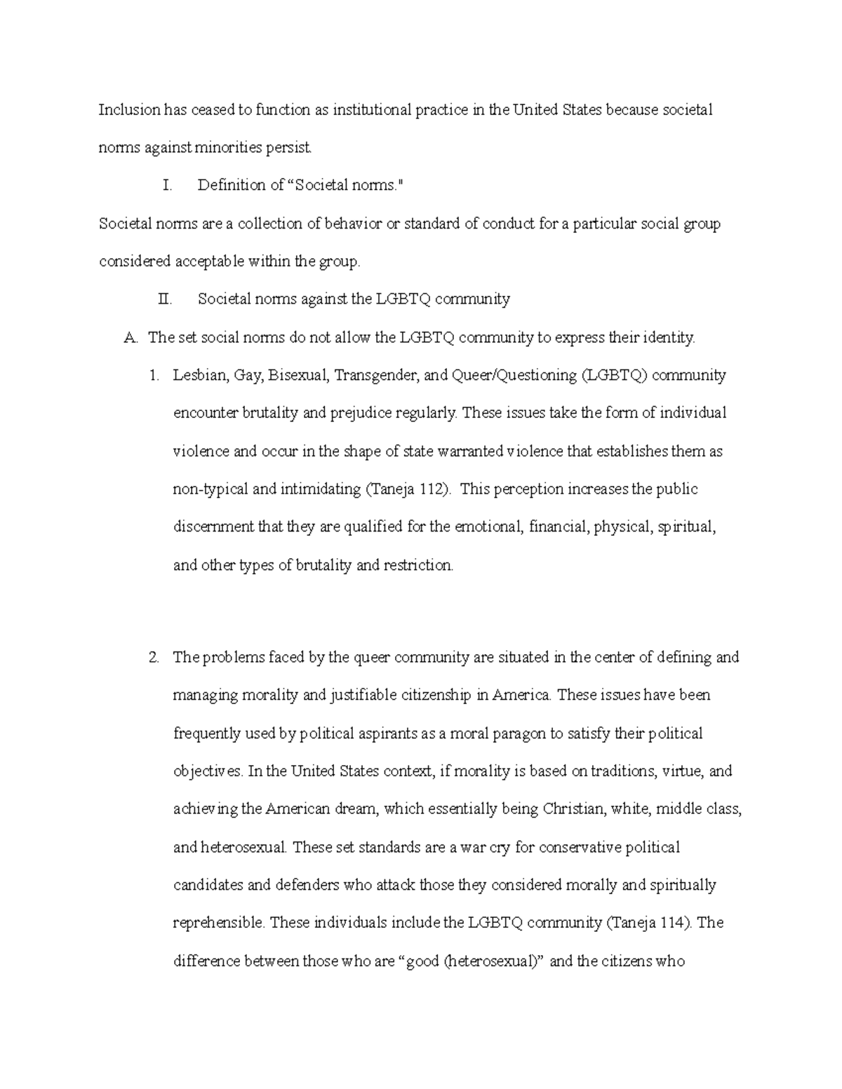 Inclusion of Lgbtq in society - ENGLISH 101 - Studocu