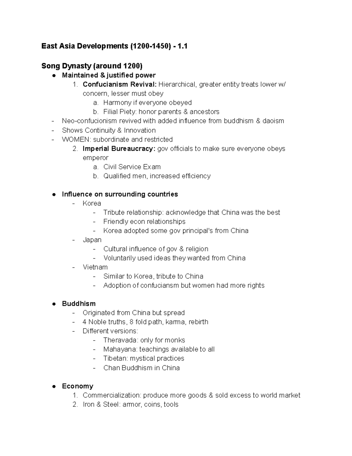 East Asia Developments 1.1 - H.H - East Asia Developments (1200-1450 ...
