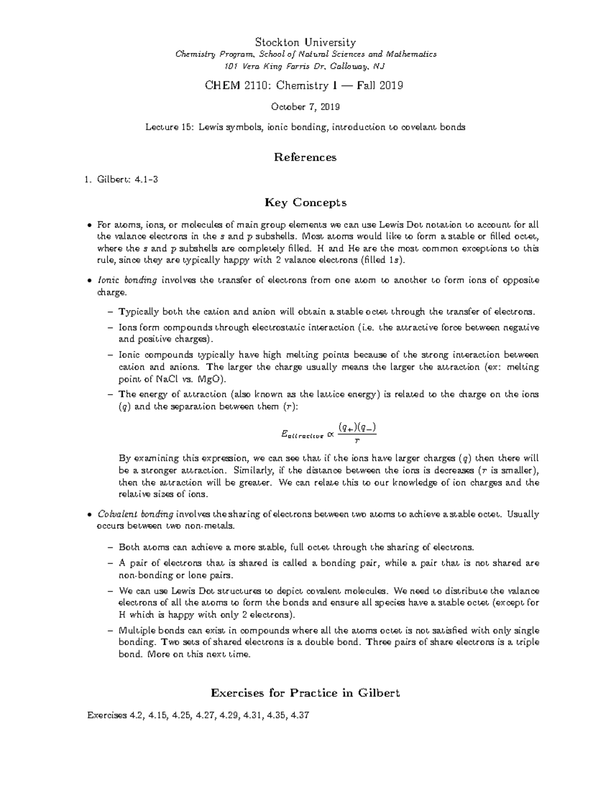 Chem 15 - Lecture notes 15 - Stockton University Chemistry Program ...