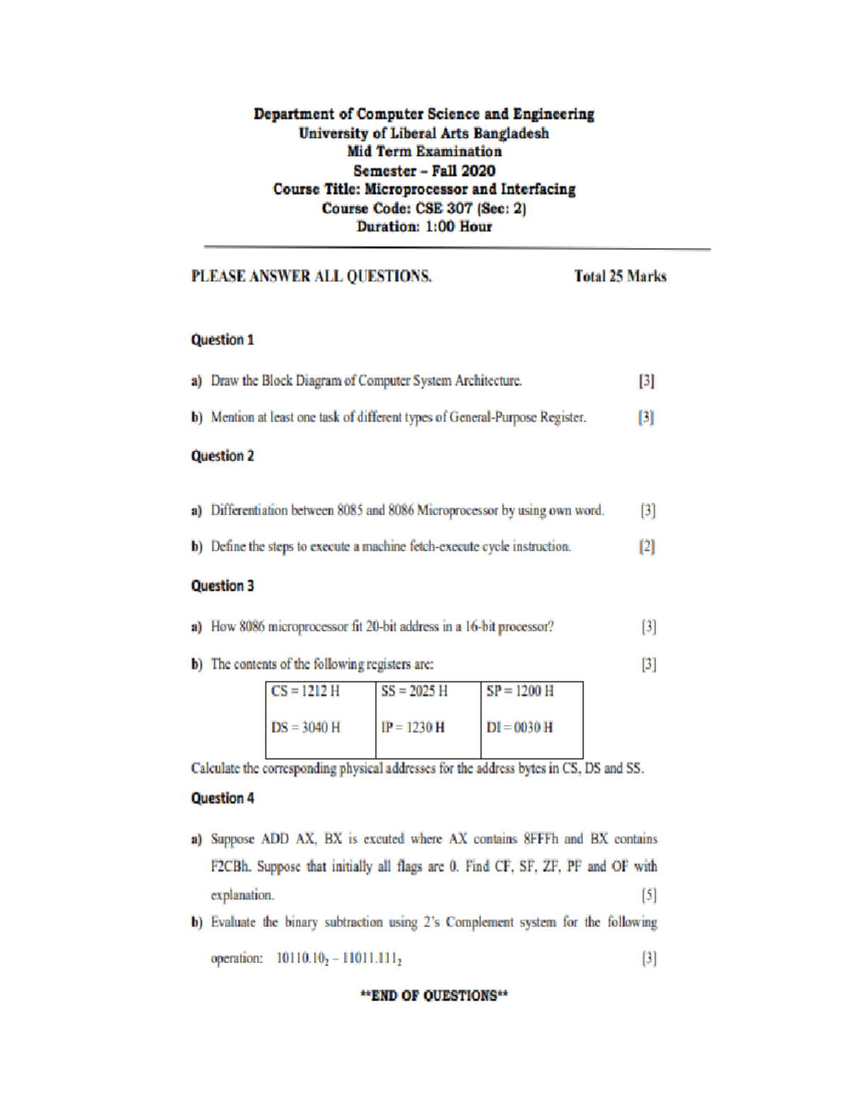 Mid Term Fall 20 Section 2 - Microprocessor and Interfacing - Studocu