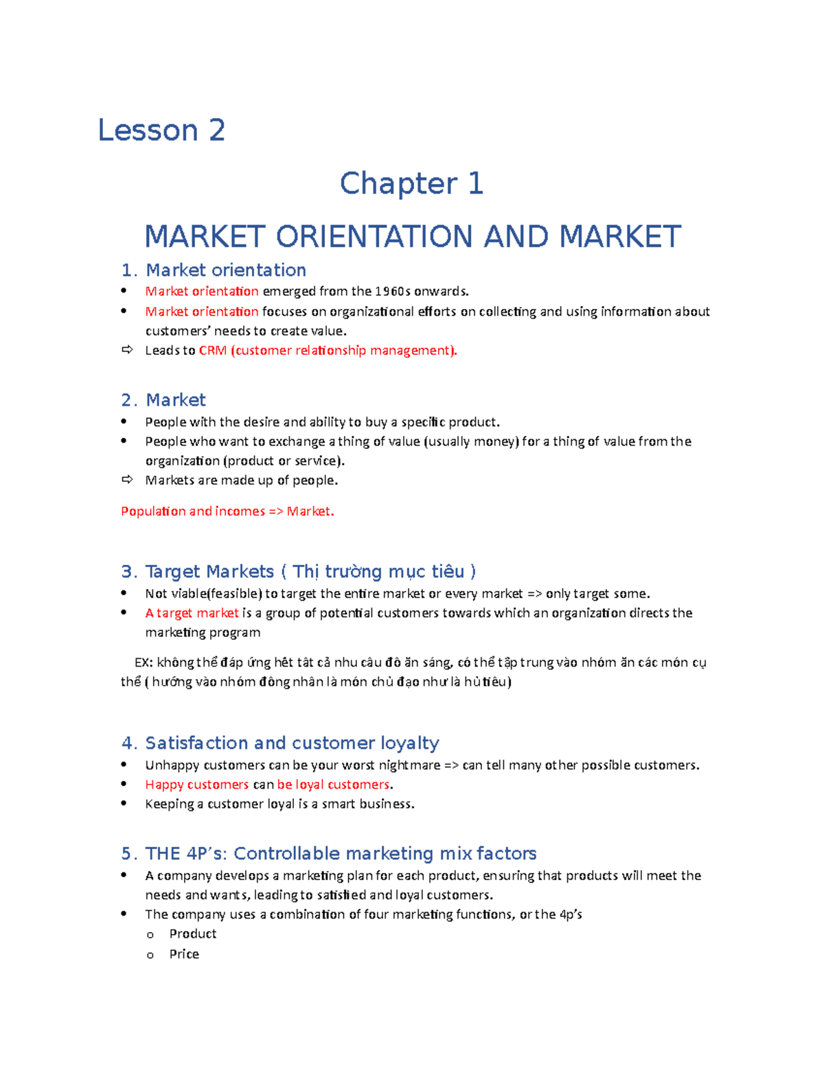 Marketing- note - Lesson 2 Chapter 1 MARKET ORIENTATION AND MARKET 1 ...