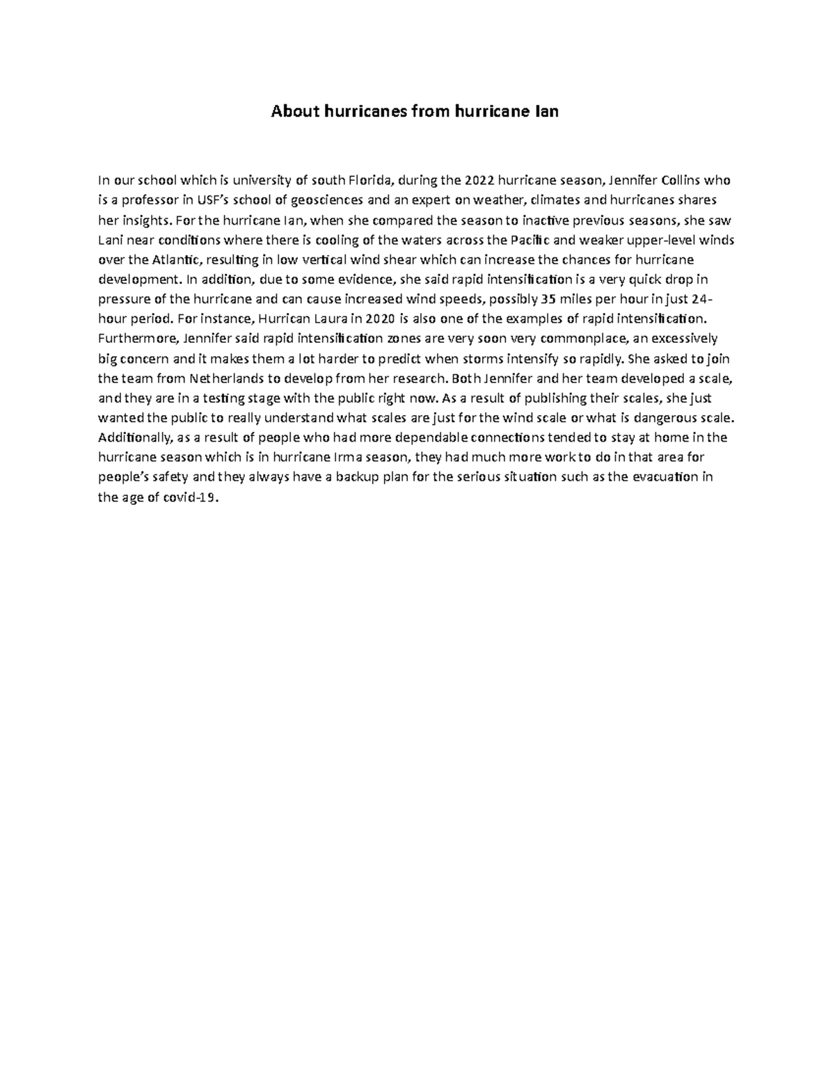 Hurricane - About hurricanes from hurricane Ian In our school which is ...