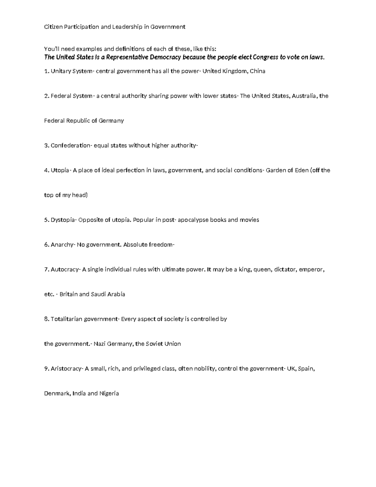 Civic Participation and Types of Government 2021 - Citizen ...