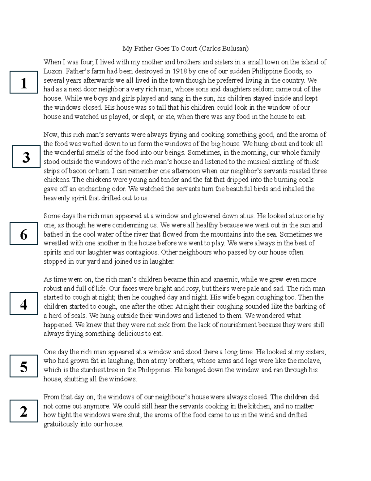 Popcorn Reading Material - My Father Goes To Court (Carlos Bulusan ...