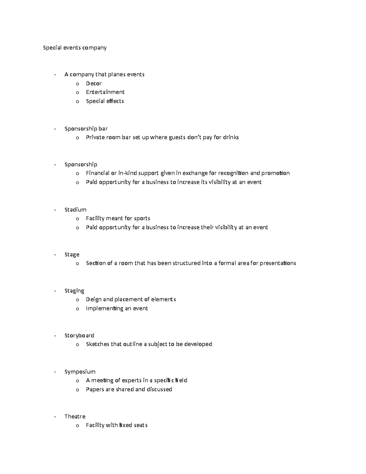 Event Terminology S-T - Special events company - A company that planes ...