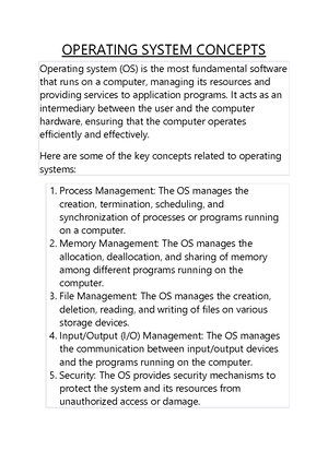 Operating System Concepts - OPERATING SYSTEM CONCEPTS Operating system ...