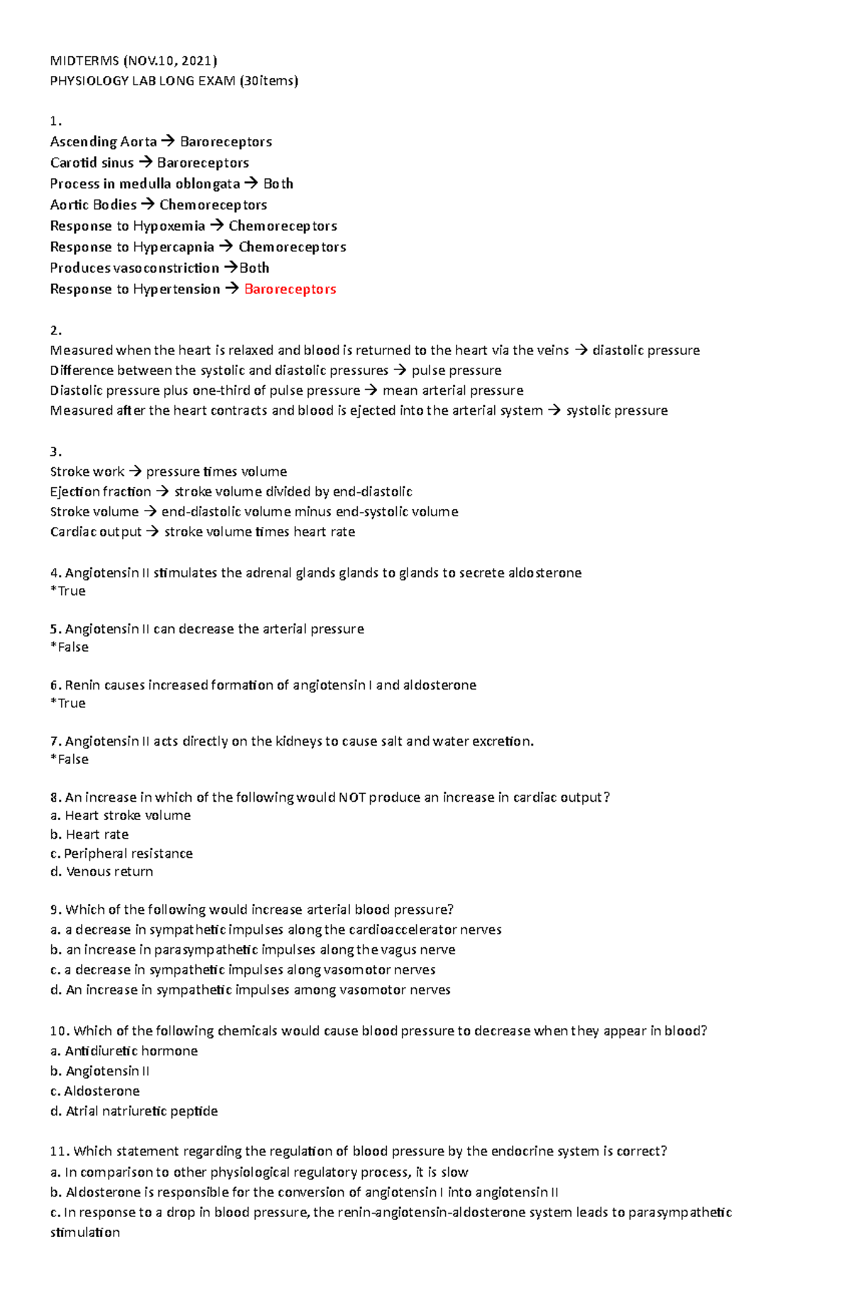 Physiology Question & Answer - MIDTERMS (NOV, 2021) PHYSIOLOGY LAB LONG ...
