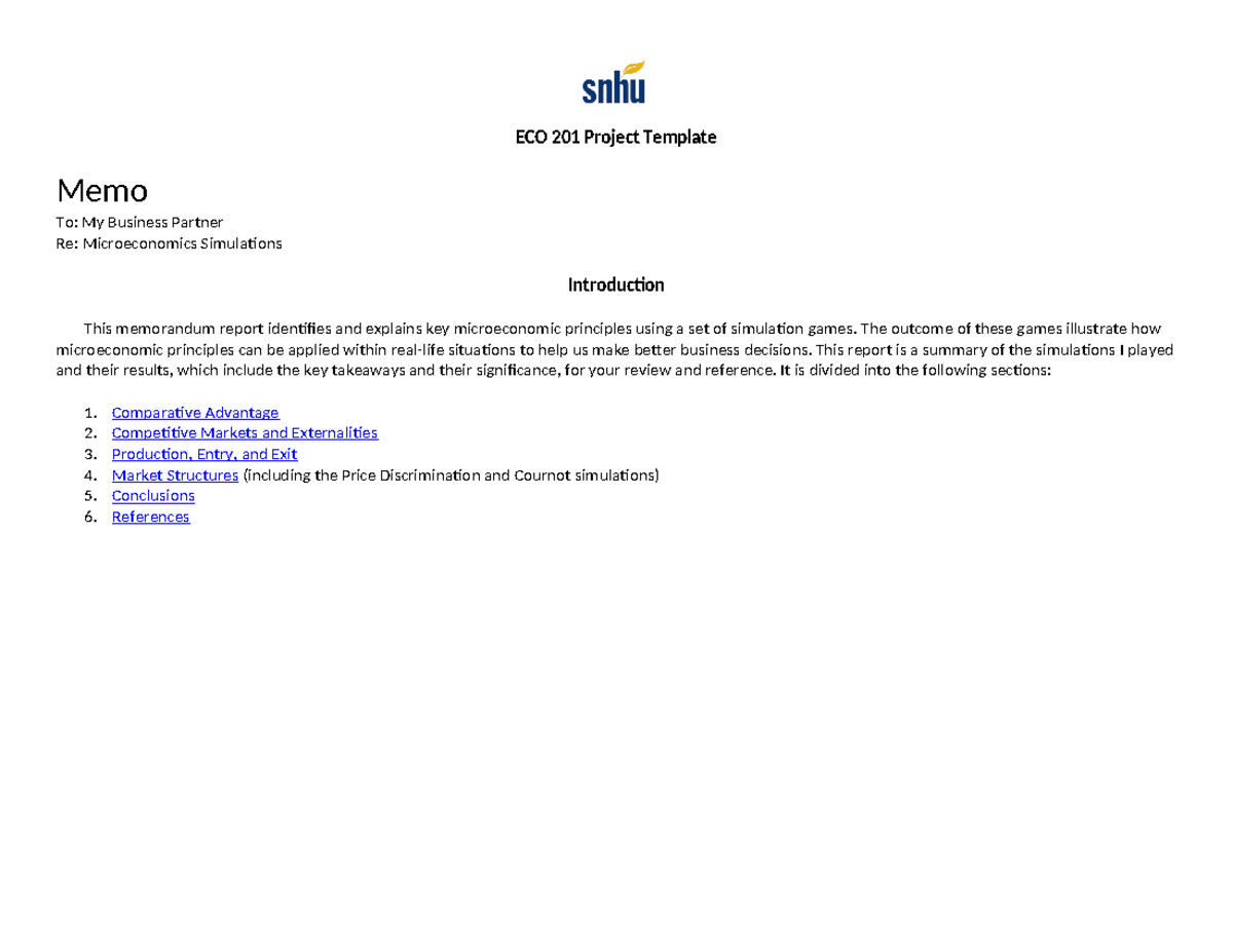 ECO 201 Project Final - mircro econ snhu - ECO 201 Project Template ...