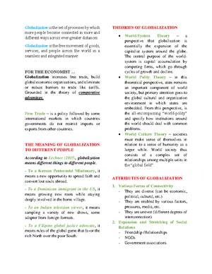 Reflection Paper in Globalization - Partolan, Victor Prado BSIT 1 The ...