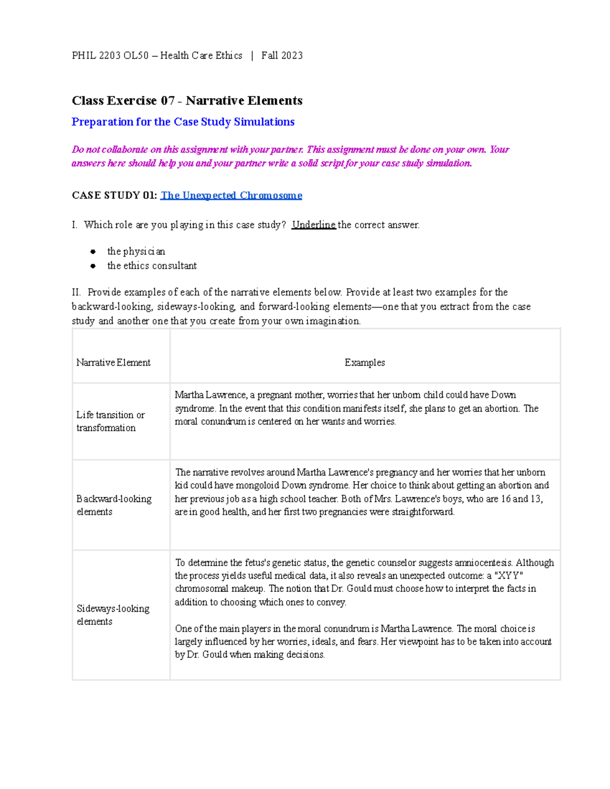 Class Exercise 07 - eefwefev - PHIL 2203 OL50 – Health Care Ethics | Fall 2023 Class Exercise 07 ...
