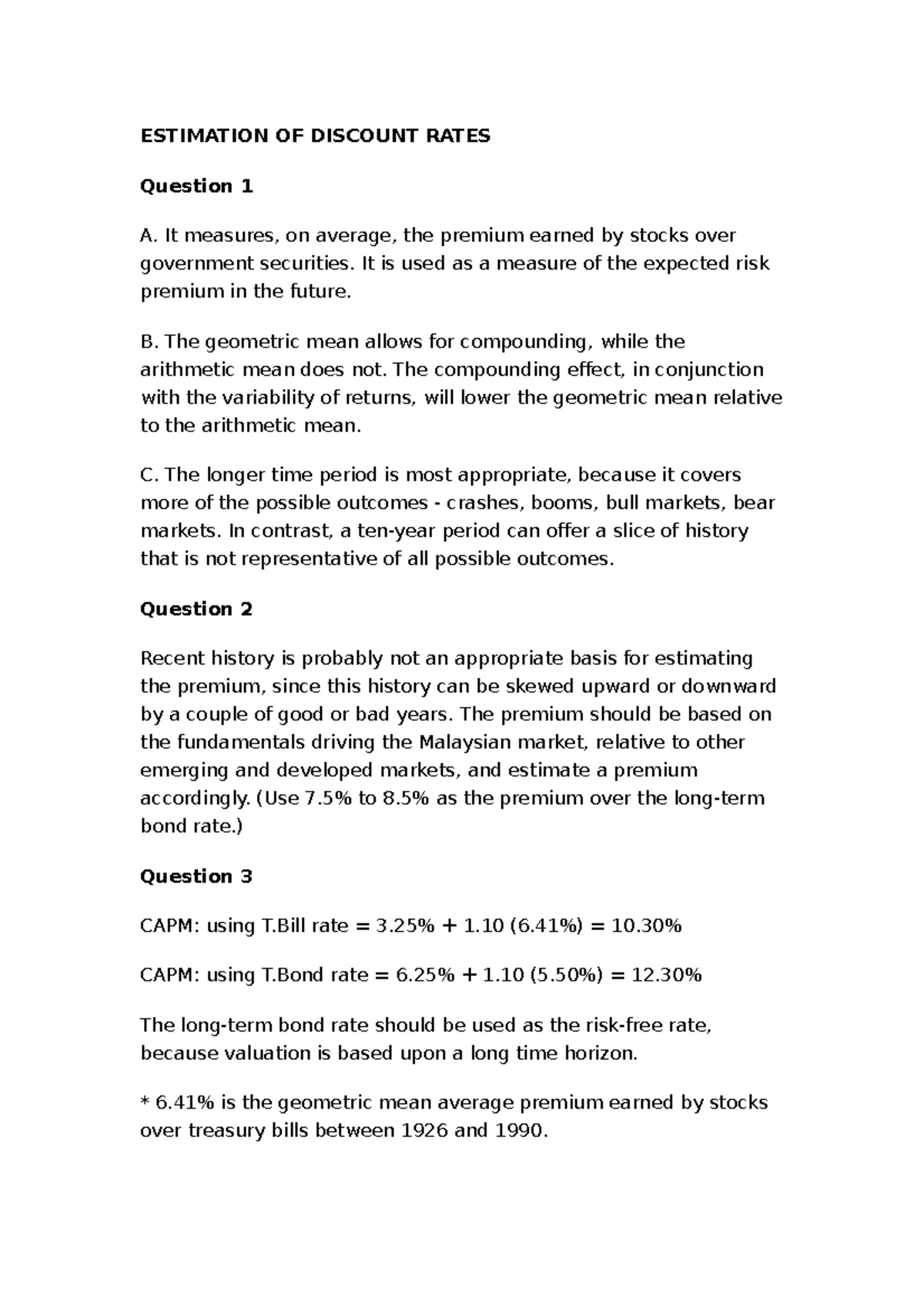 Estimation OF Discount Rates solution - ESTIMATION OF DISCOUNT RATES ...