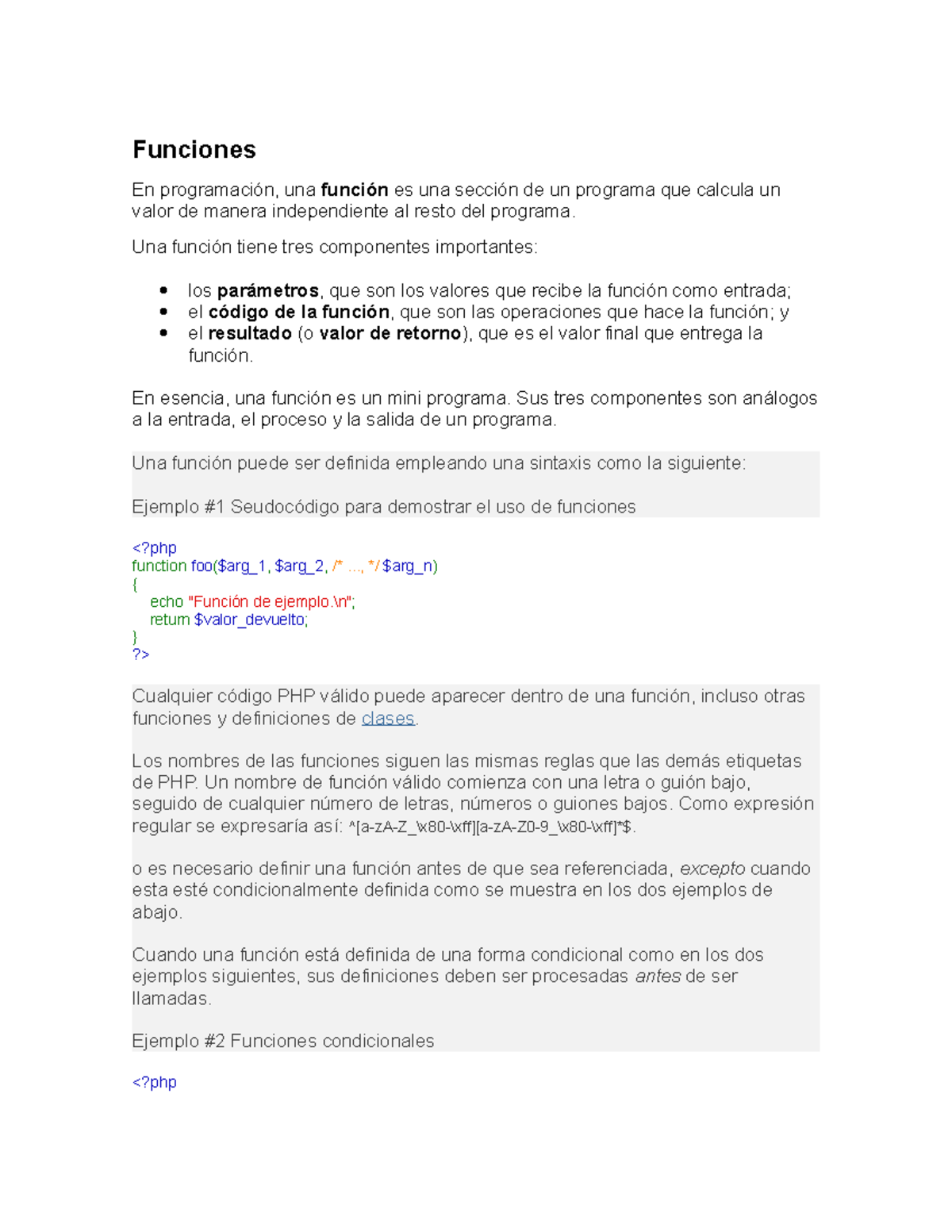 Descripcion de las funciones de PHP - Funciones En programación, una función es una sección de ...