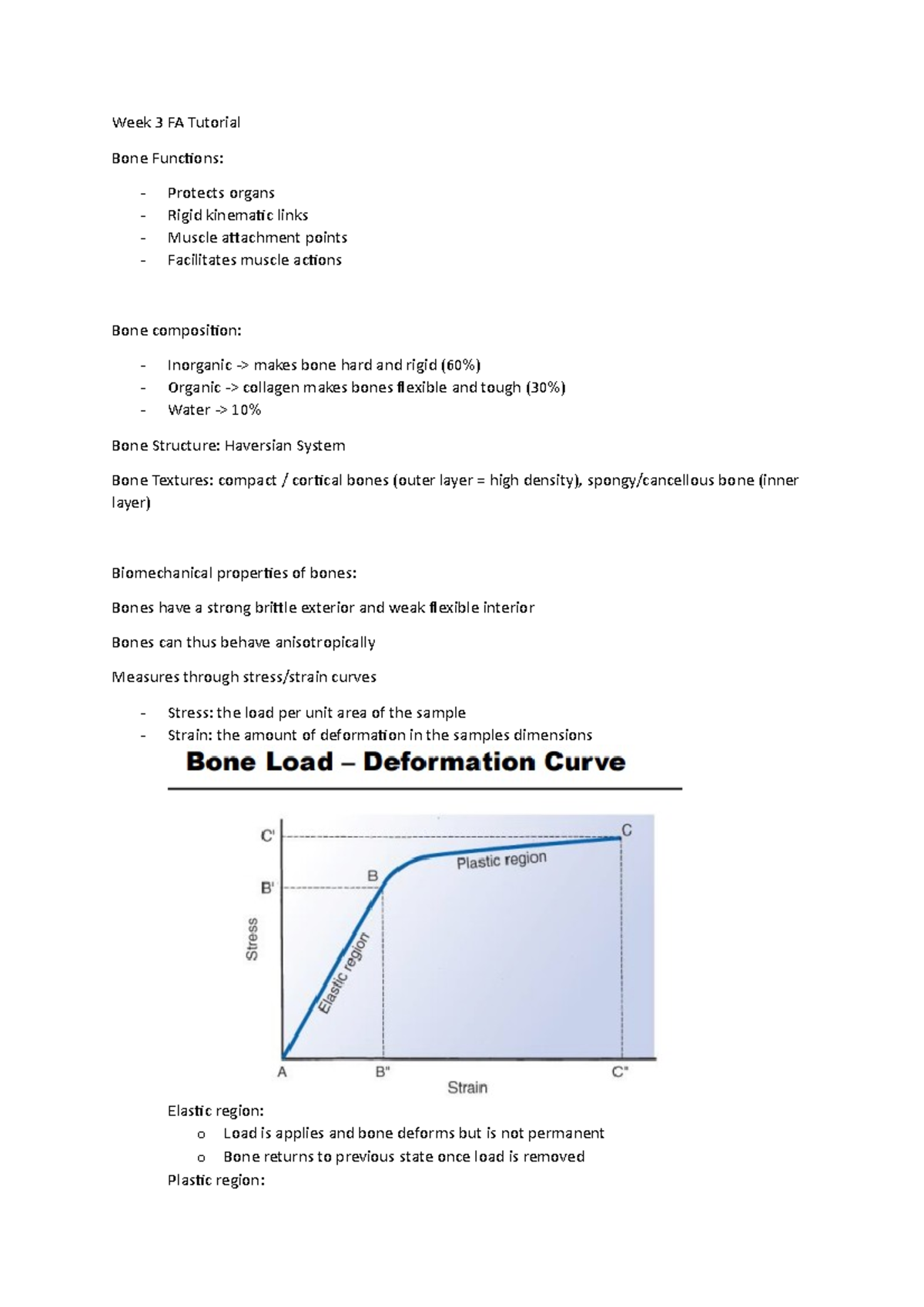 Week 3 Functional Anatomy Lecture - Week 3 FA Tutorial Bone Functions ...