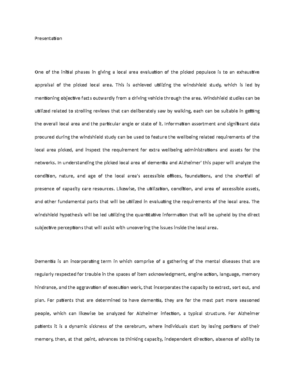 Essay - Dementia and Alzheimer’s Disease - Presentation One of the ...