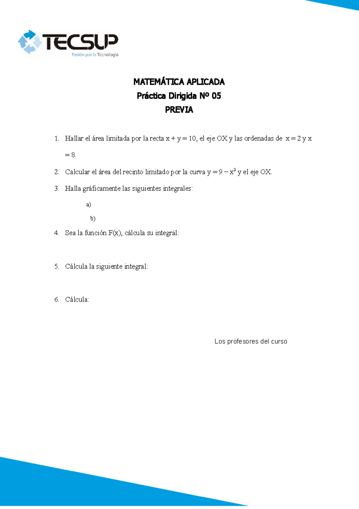 Pd Mate Apli 05 Examen MatemÁtica Aplicada Práctica Dirigida Nº 05