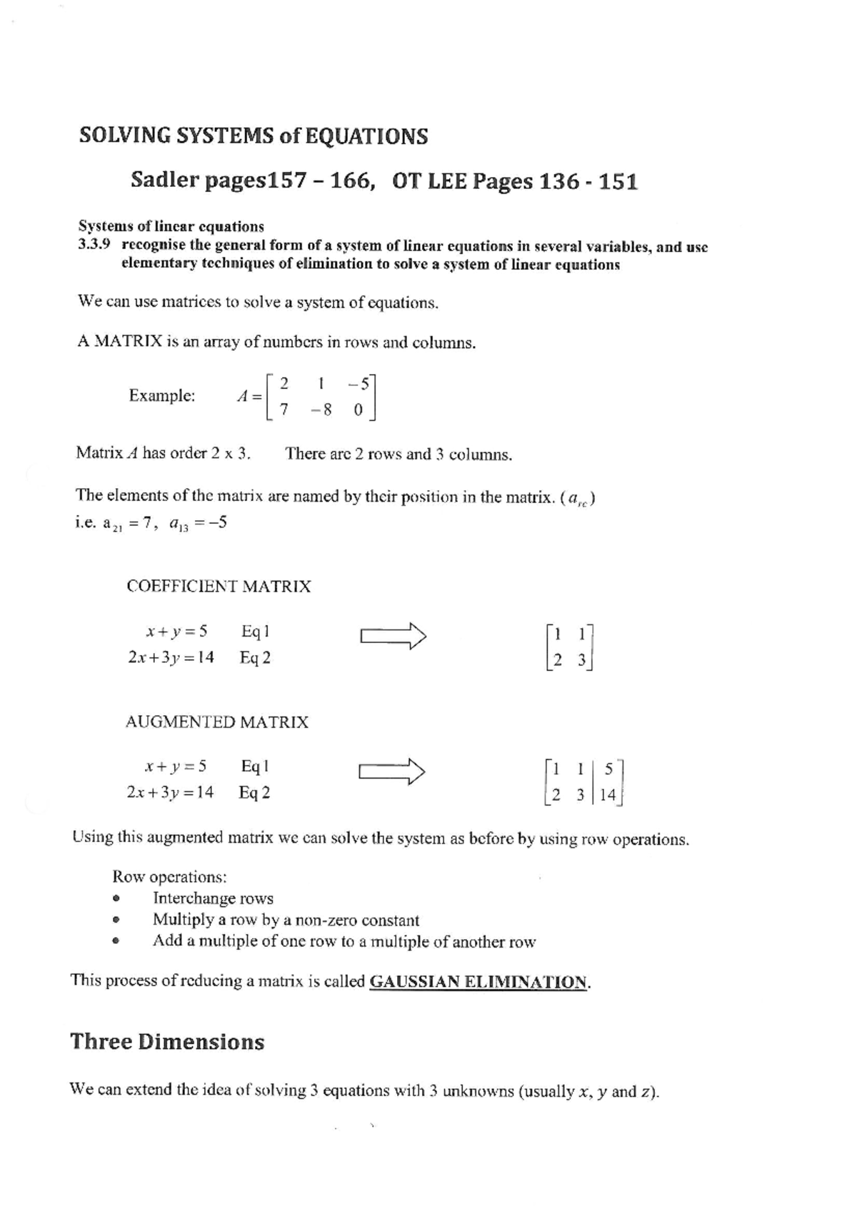 11Lesson 1 Solving Systems I Matrices Solutions - MATH1722 - Studocu